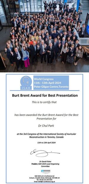 박철 원장, 국제 귀 재건 학회서 'Burt Brent' 학술상 수상